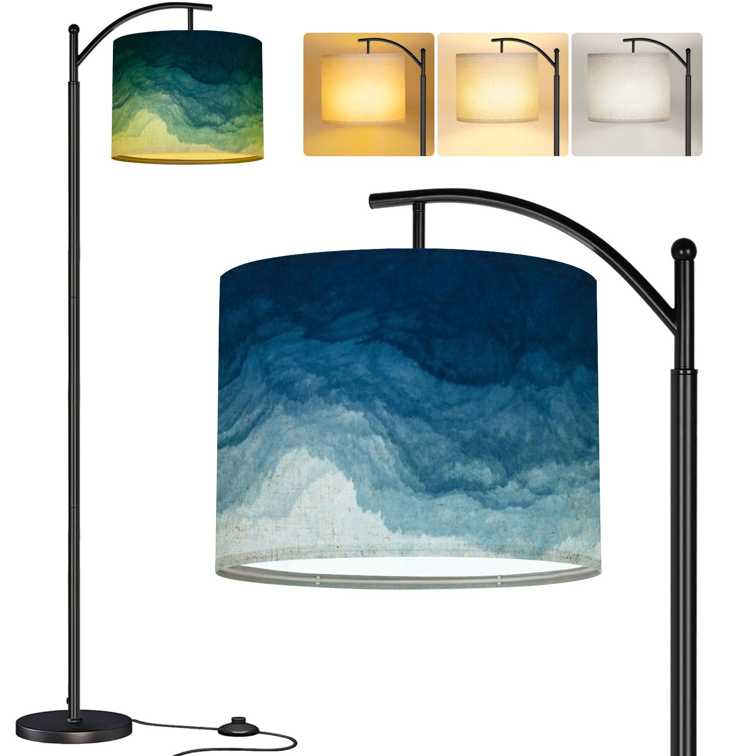 Arc Floor Lamp Abstract art blue paint liquid fluid grunge texture Tall ...