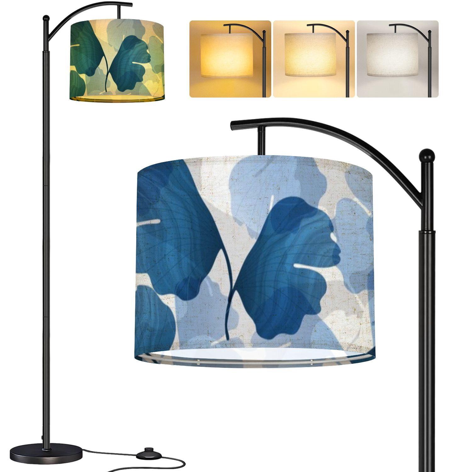 Arc Floor Lamp Abstract art gingko Biloba leaves design watercolor art ...