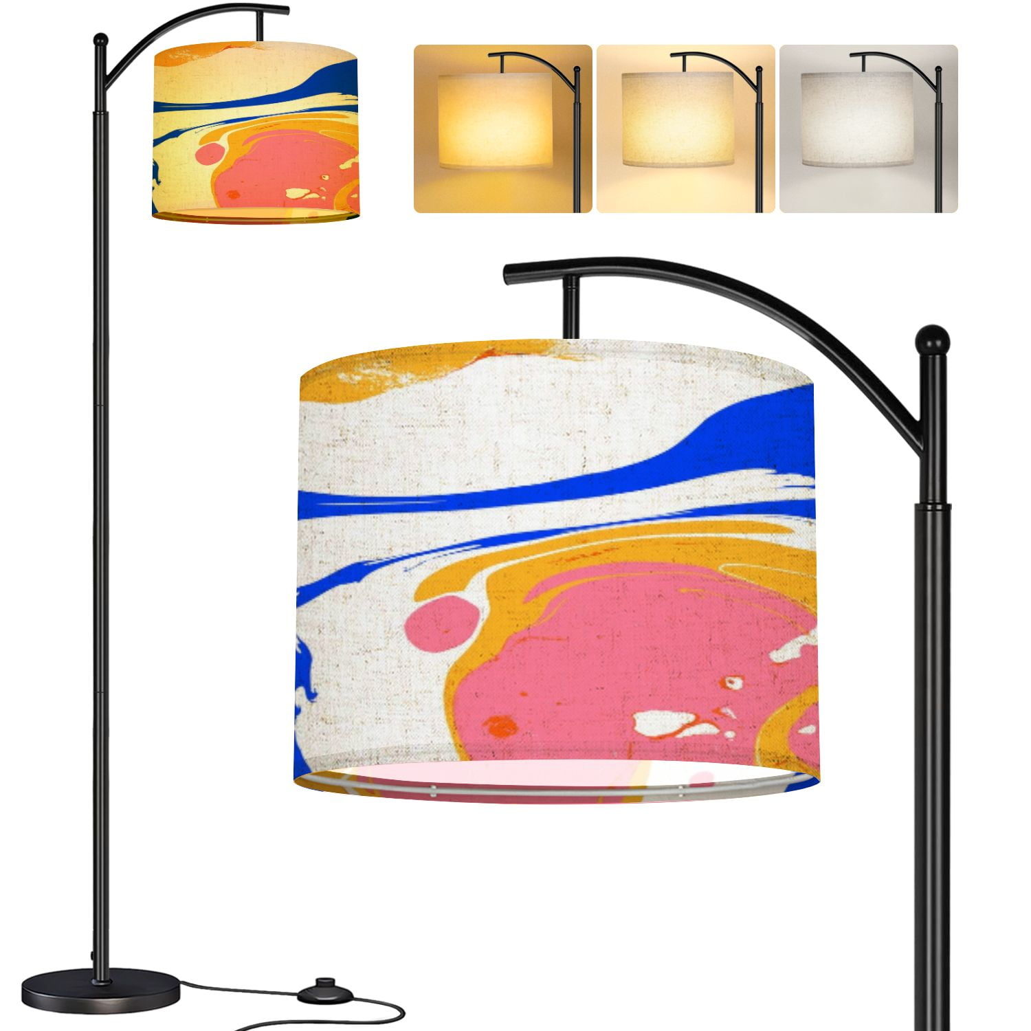Arc Floor Lamp Abstract art marbled Artwork marbled paper Hand drawn ...