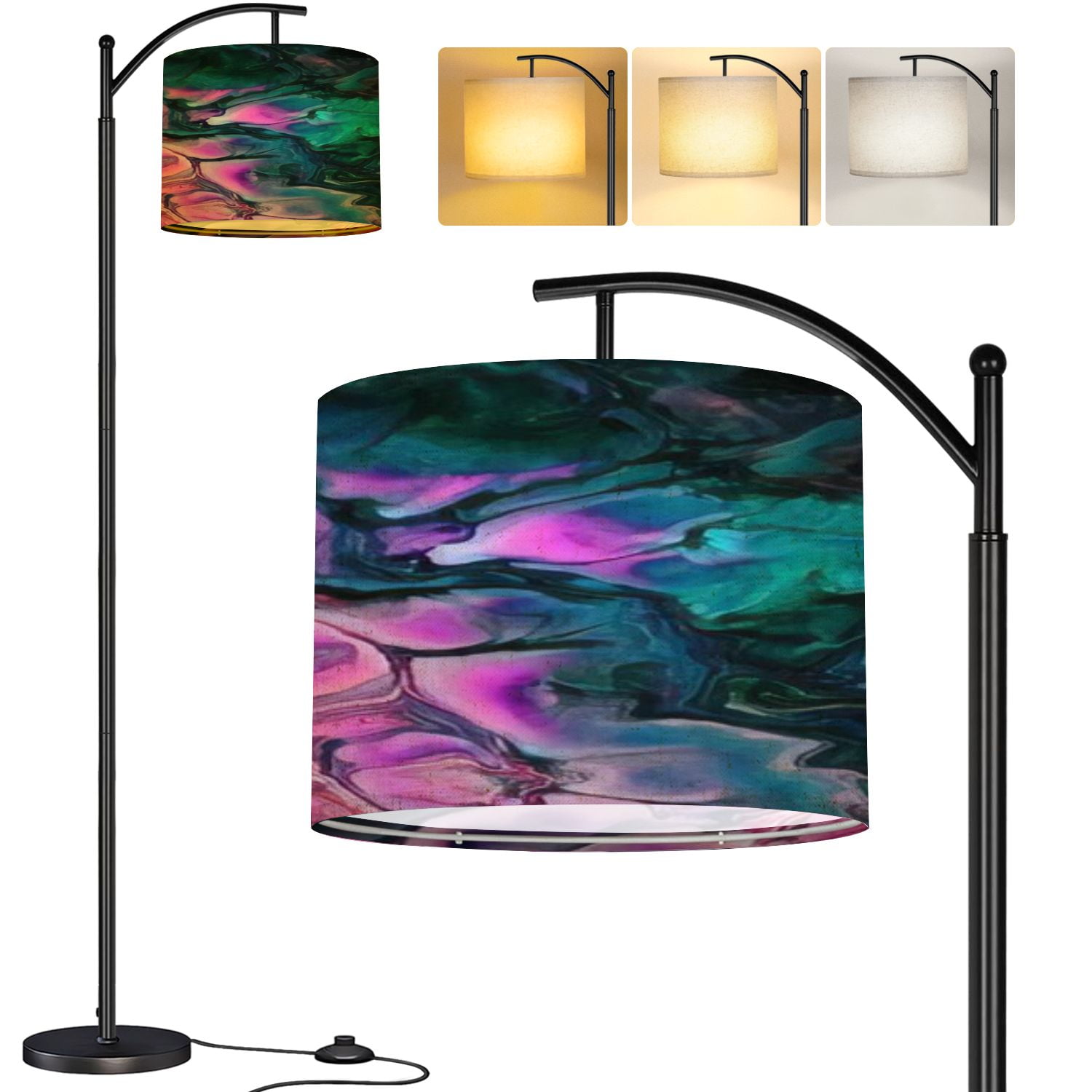 Arc Floor Lamp Abstract art purple neon marble texture Tall Modern ...