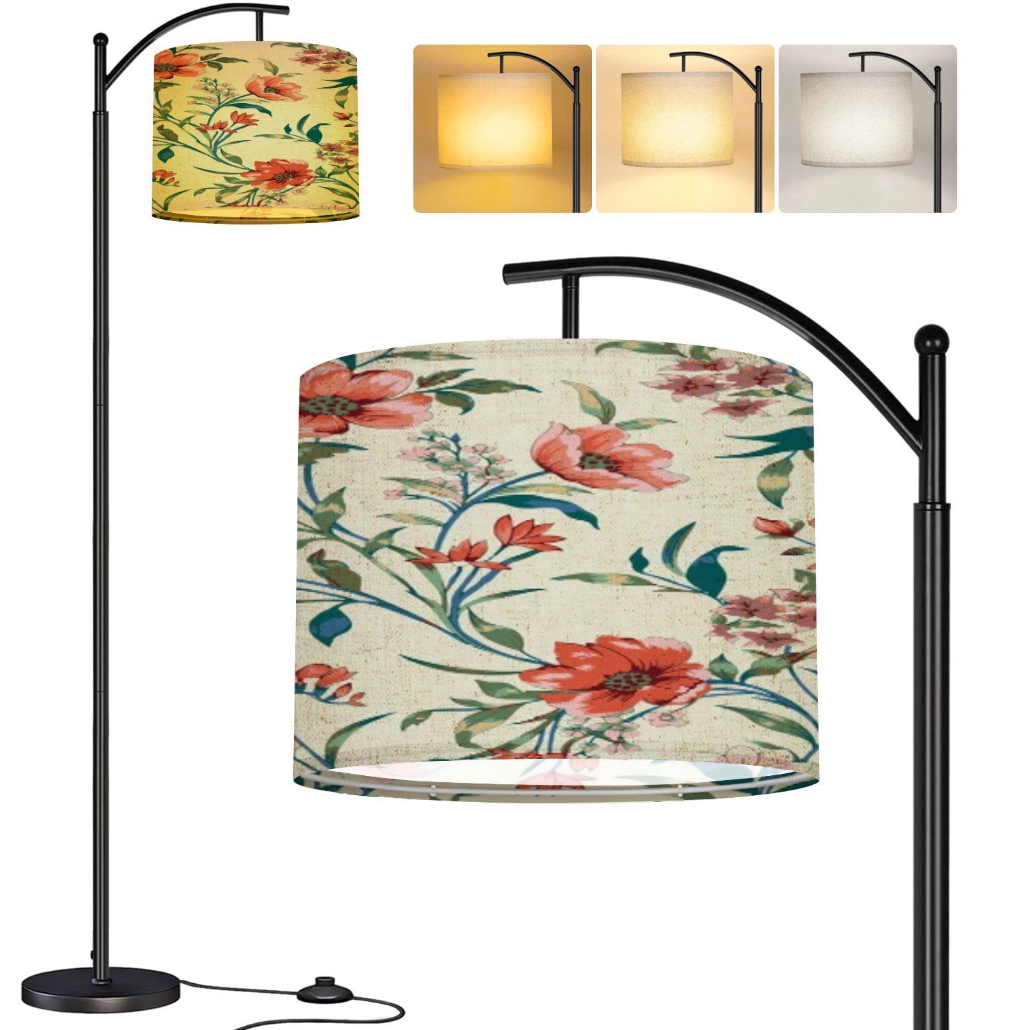 Arc Floor Lamp Abstract blooming bright flower motif arrangement all ...