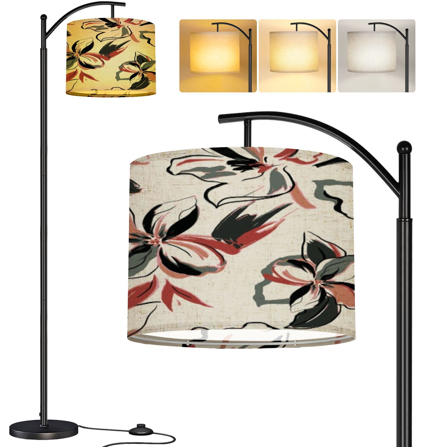 Arc Floor Lamp Abstract blooming bright flower motif arrangement all ...