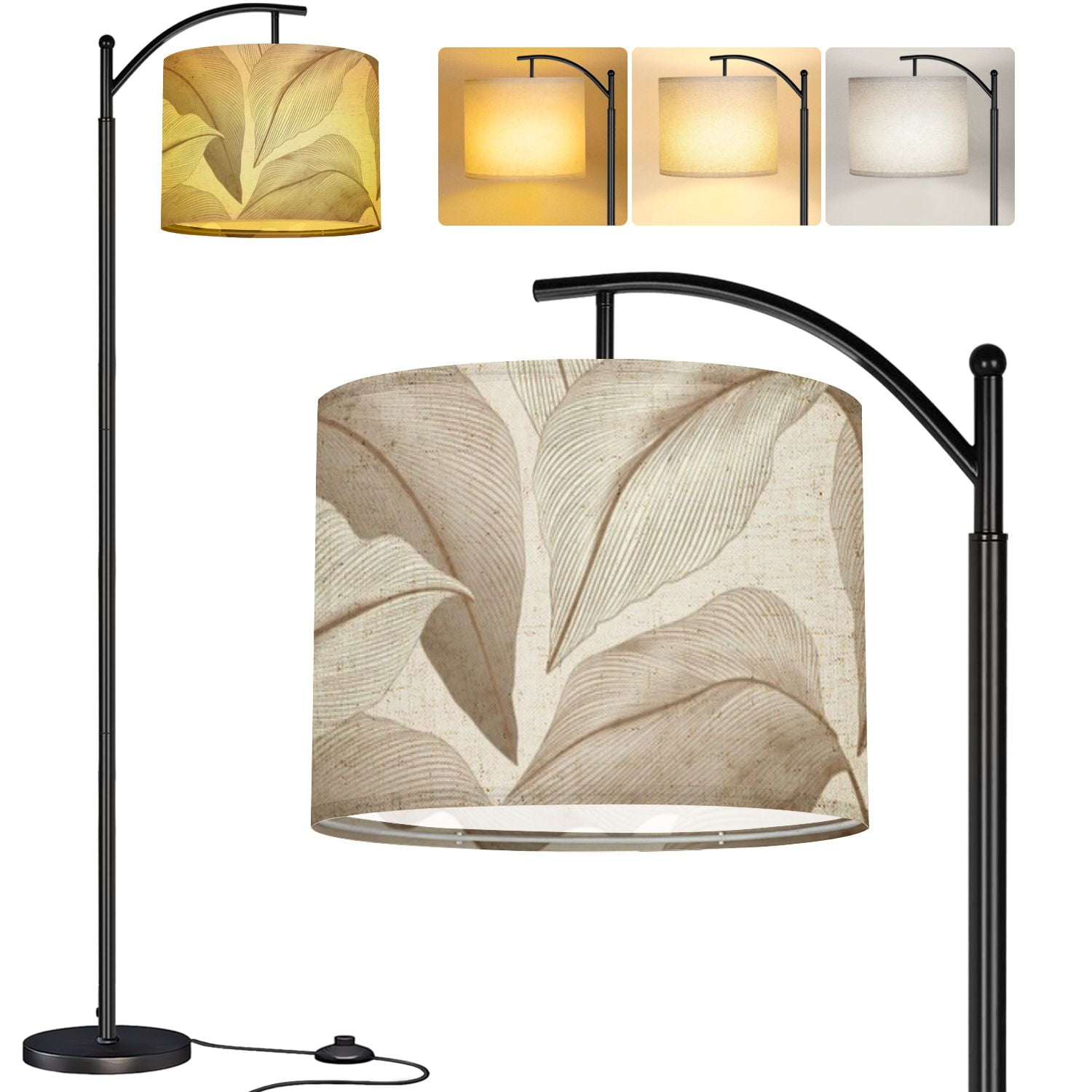 Arc Floor Lamp Abstract botanical art tropical leaves hand drawn line ...