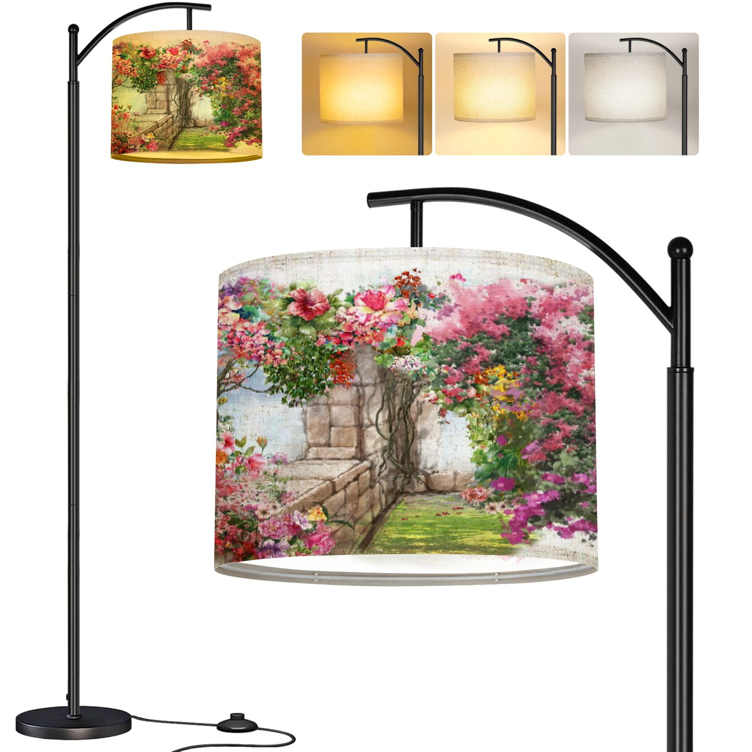 Arc Floor Lamp Abstract colorful flowers watercolor painting Spring ...