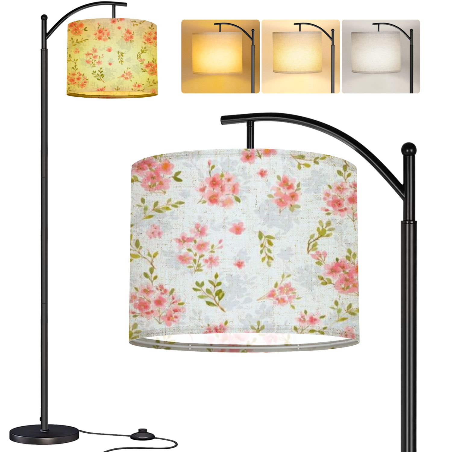 Arc Floor Lamp Abstract floral seamless pattern Bright colors painting ...