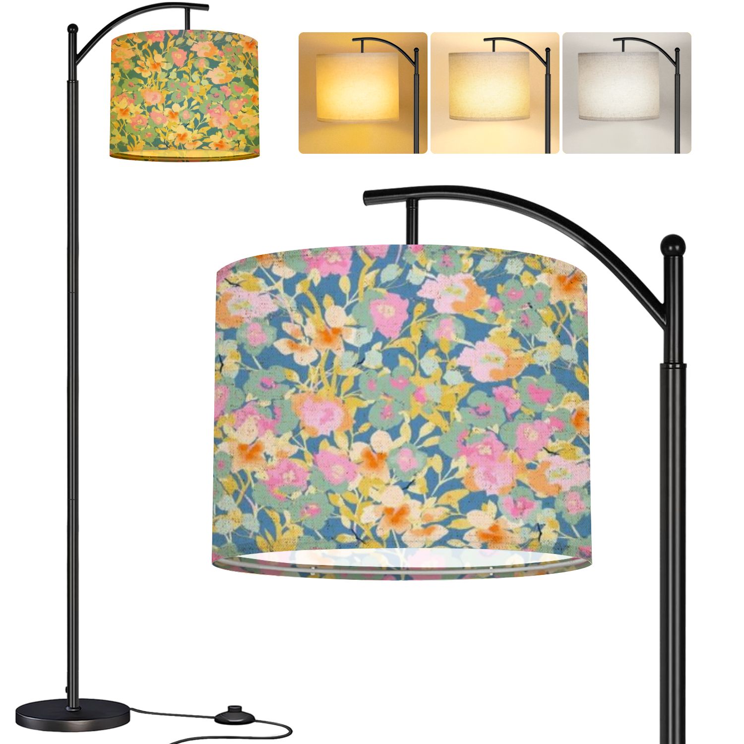 Arc Floor Lamp Abstract floral seamless pattern Bright colors painting ...