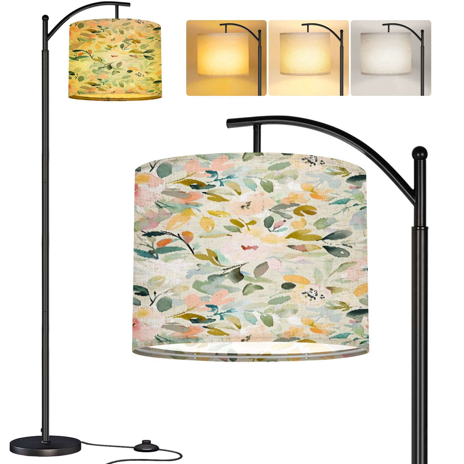 Arc Floor Lamp Abstract floral seamless pattern Bright colors painting ...