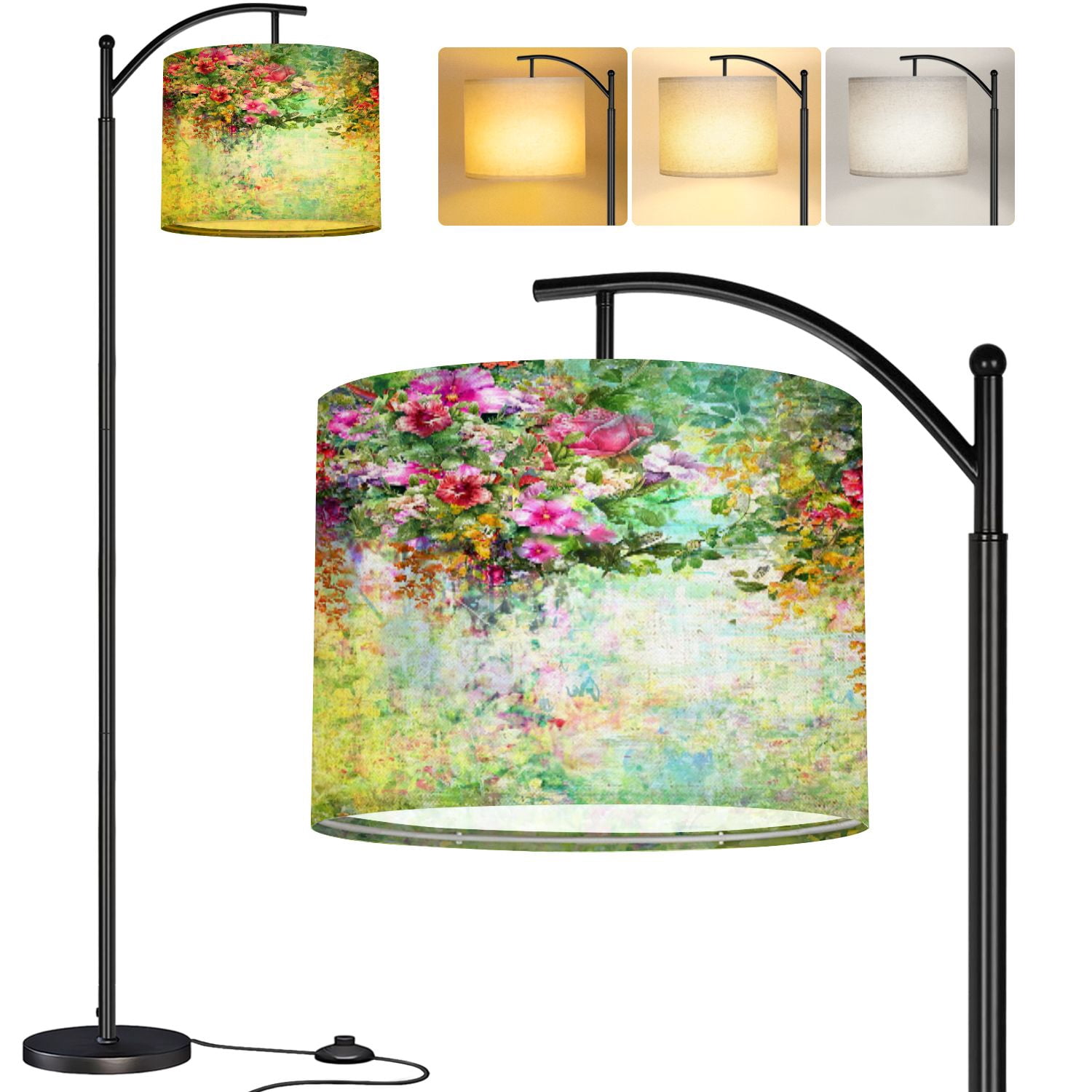 Arc Floor Lamp Abstract flowers watercolor Spring multicolored flowers ...
