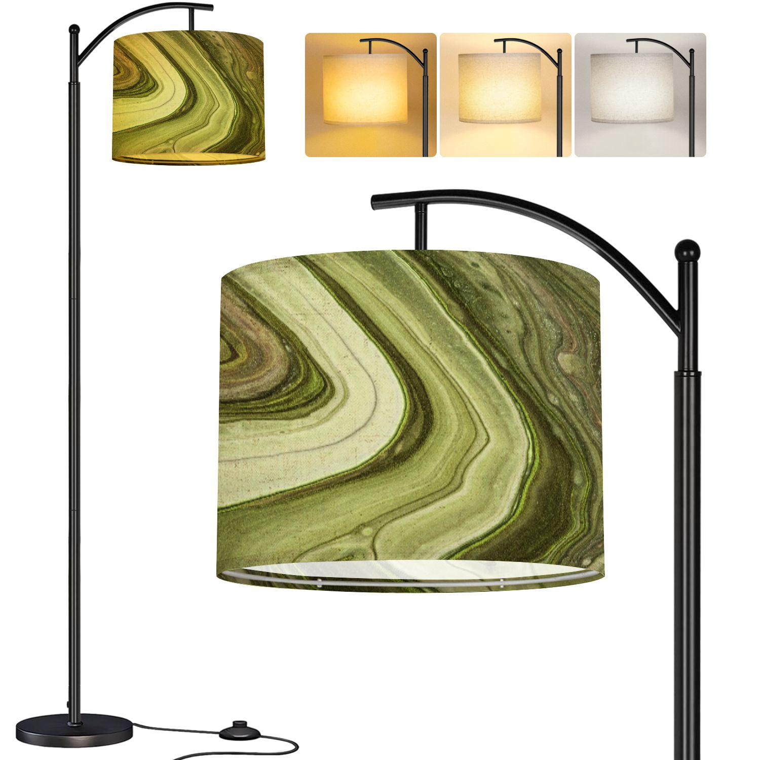 Arc Floor Lamp Abstract fluid art light green olive colors Liquid ...