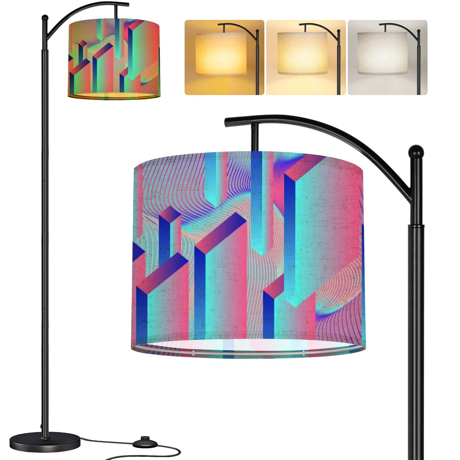 Arc Floor Lamp Abstract geometric minimal isometric blocks neon 80s 90s ...