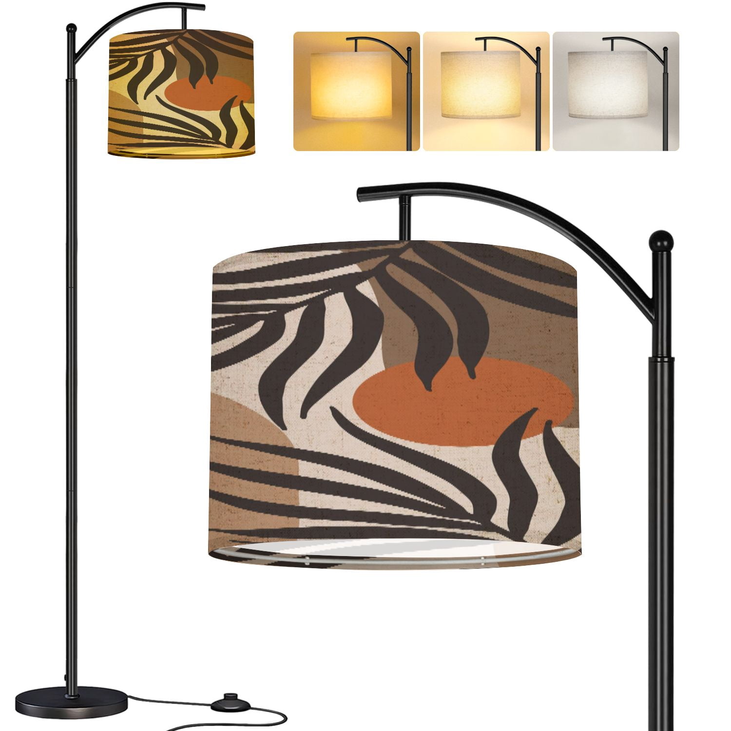 Arc Floor Lamp Abstract landscape geometric shapes sun tropical leaves ...