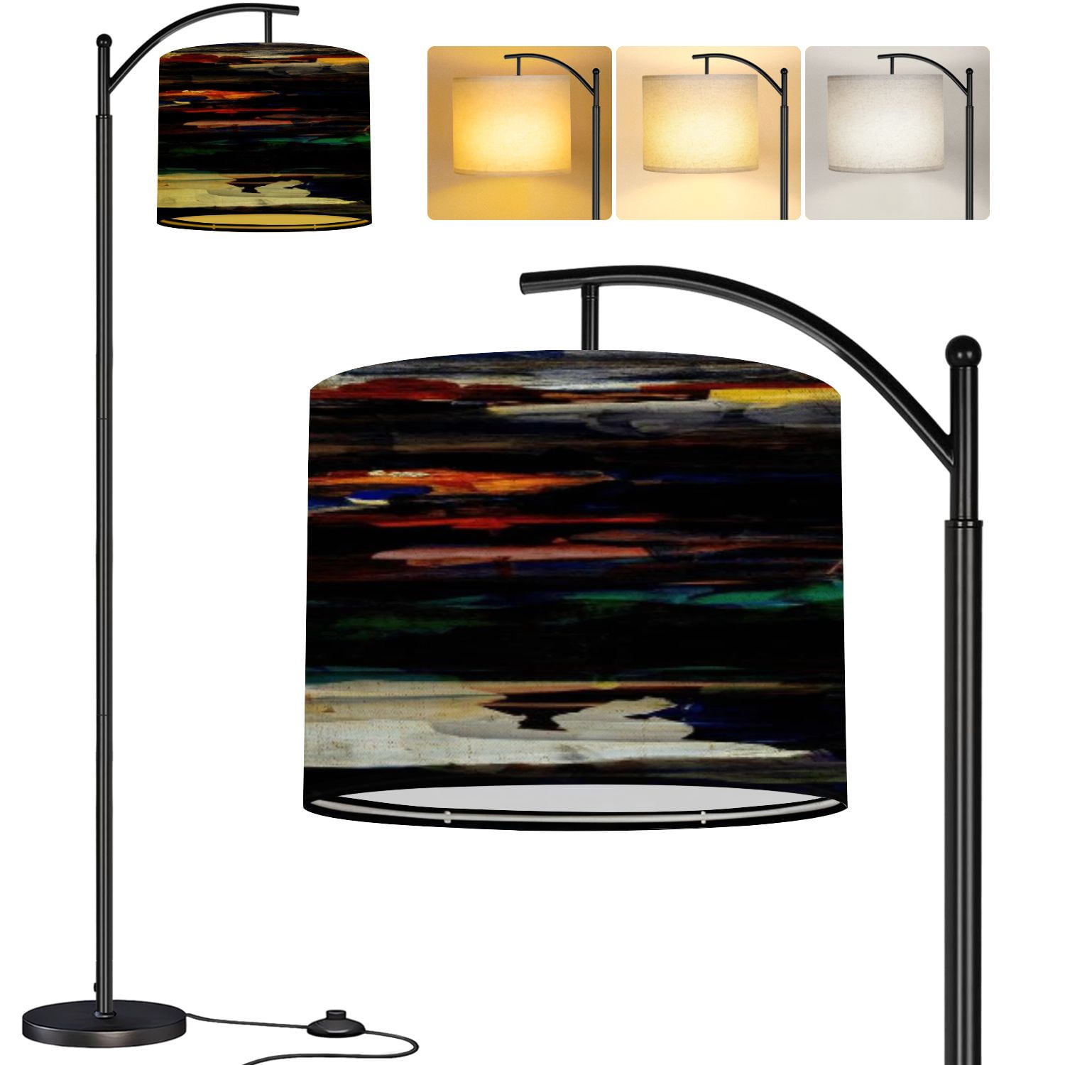 Arc Floor Lamp Abstract landscape by lake Colorful sky sunset clouds ...