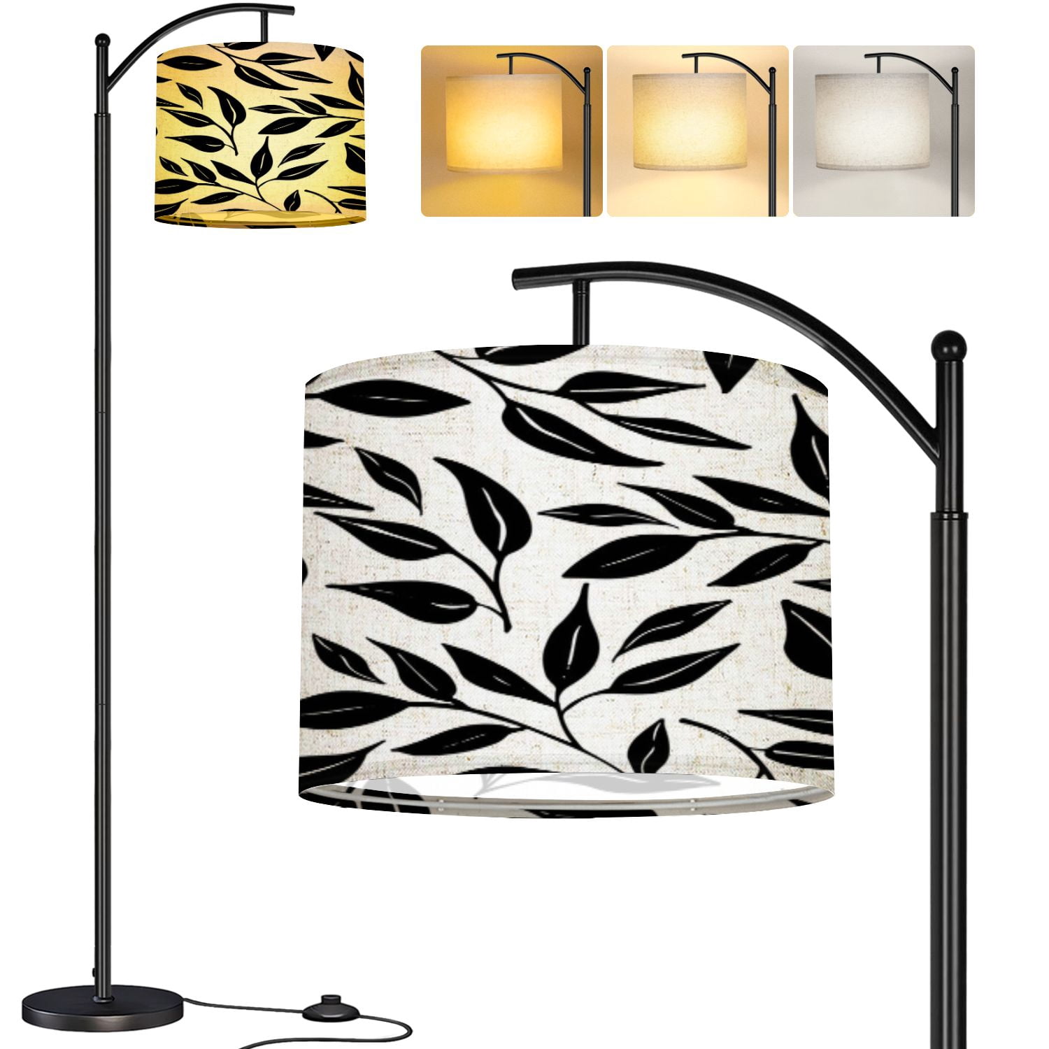 Arc Floor Lamp Abstract leaves silhouettes seamless pattern Hand drawn ...