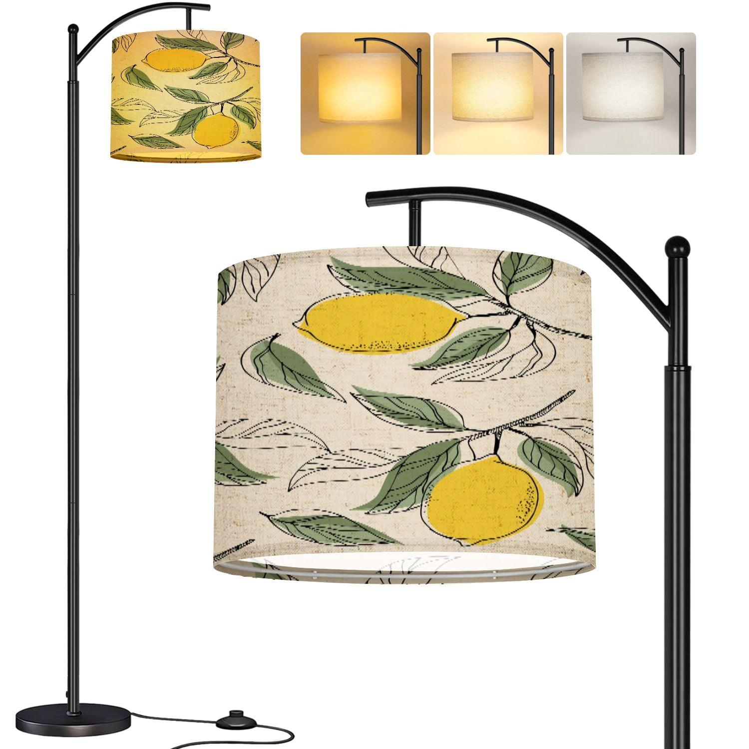 Arc Floor Lamp Abstract lemons pattern Hand drawn line lemon Minimalism ...