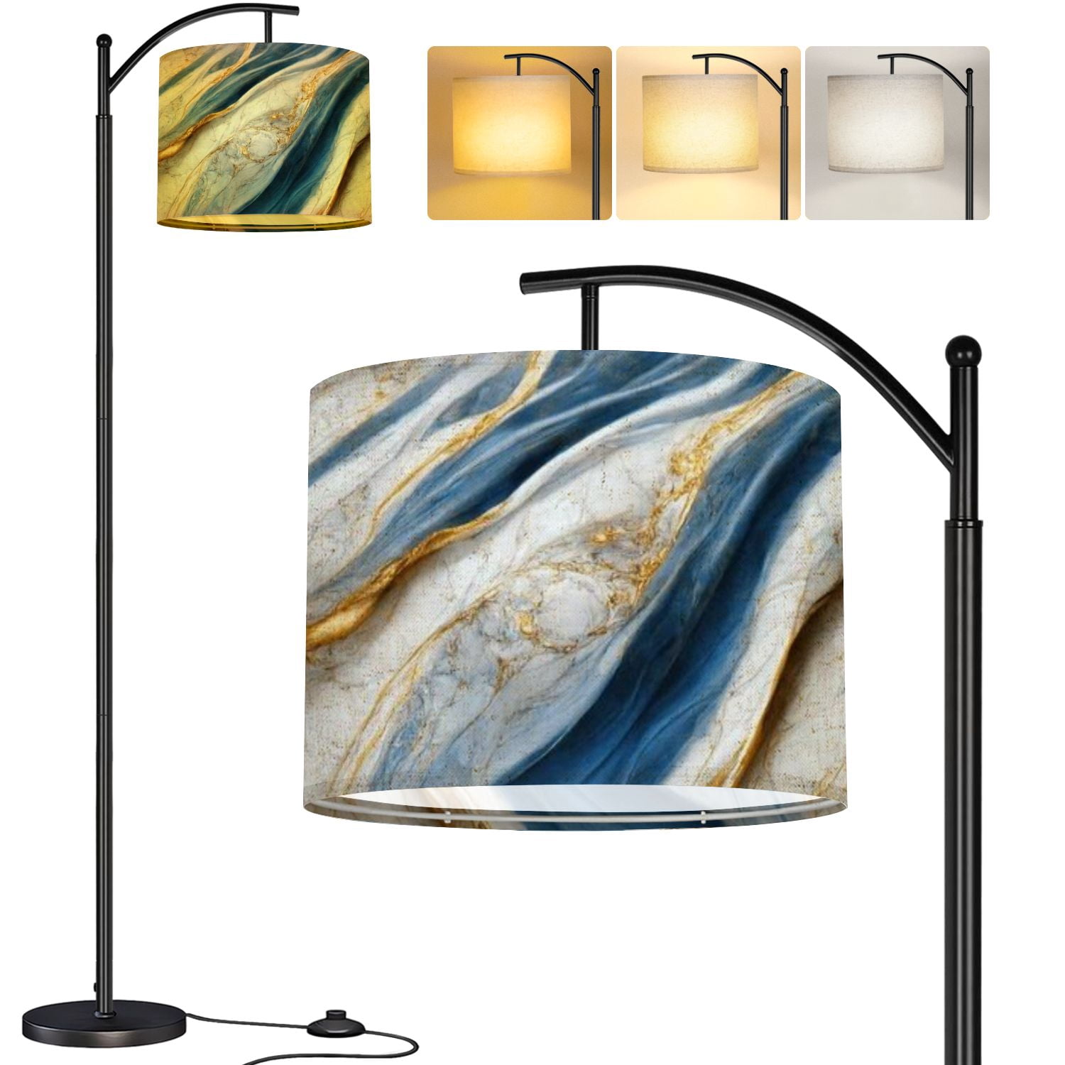 Arc Floor Lamp Abstract luxury marble art marbling texture Blue gold ...