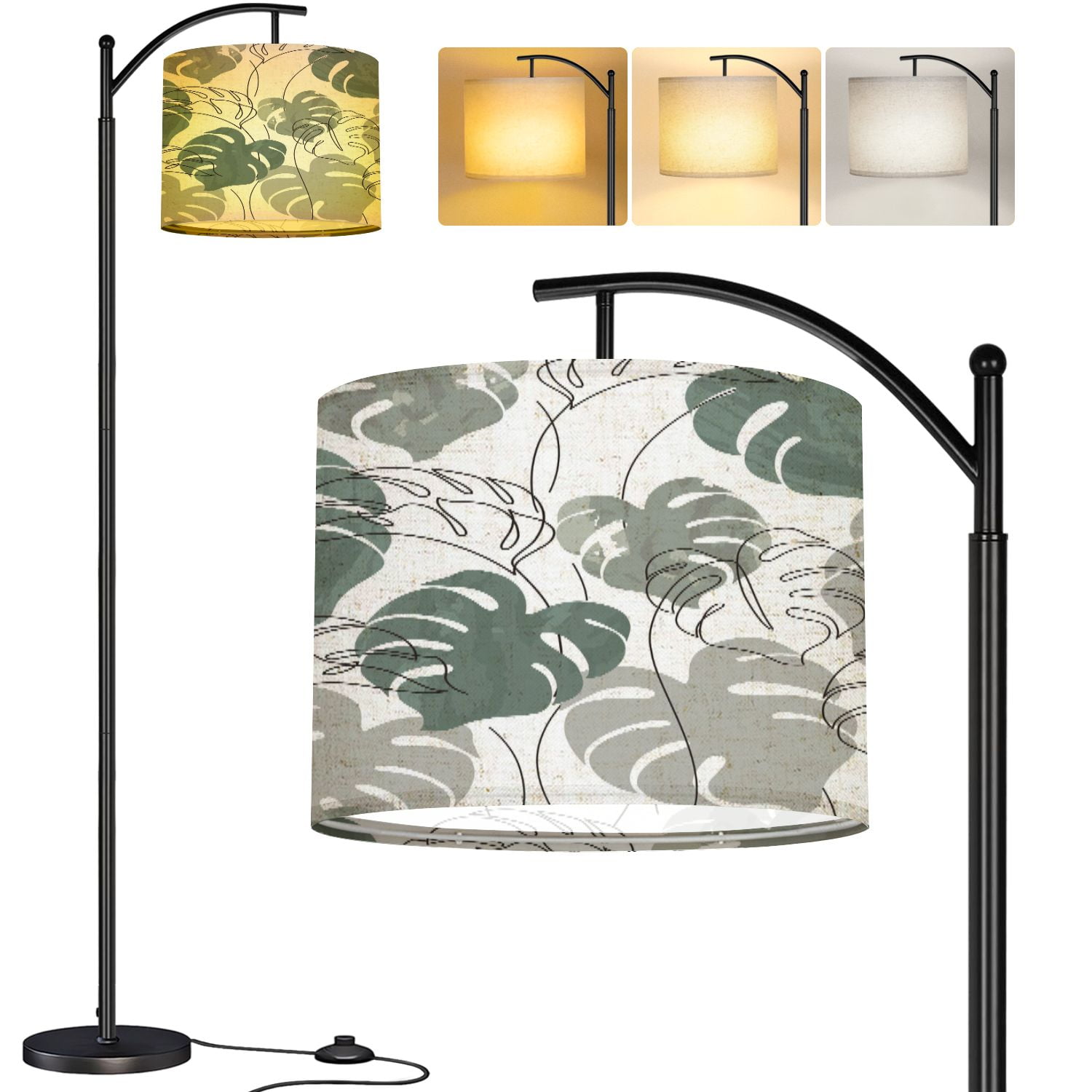 Arc Floor Lamp Abstract minimal monstera leaves plant line drawing ...