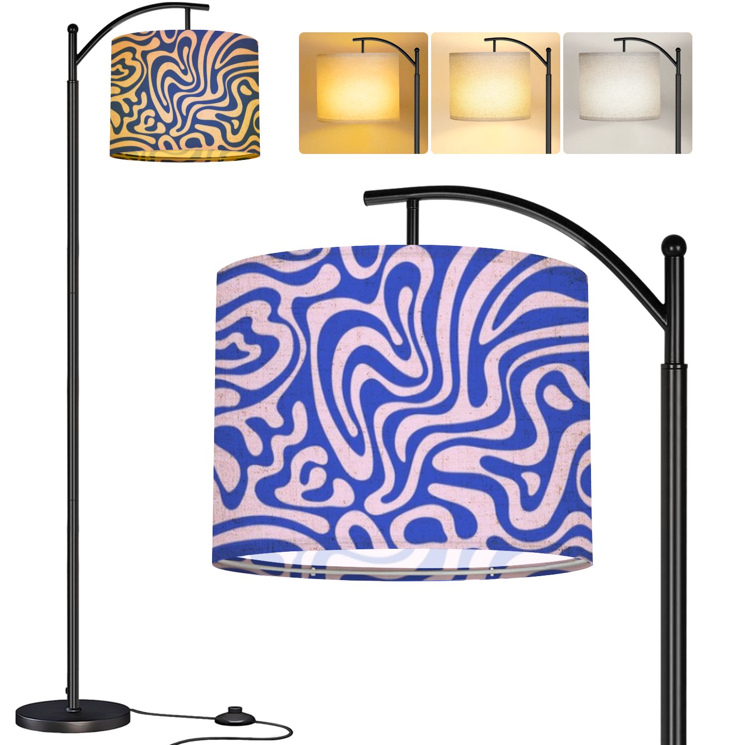 Arc Floor Lamp Abstract pattern colorful waves Psychedelic groovy y2k ...