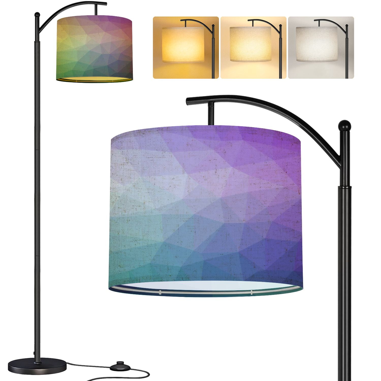 Arc Floor Lamp Abstract purple green teal gradient polygon shaped Tall ...