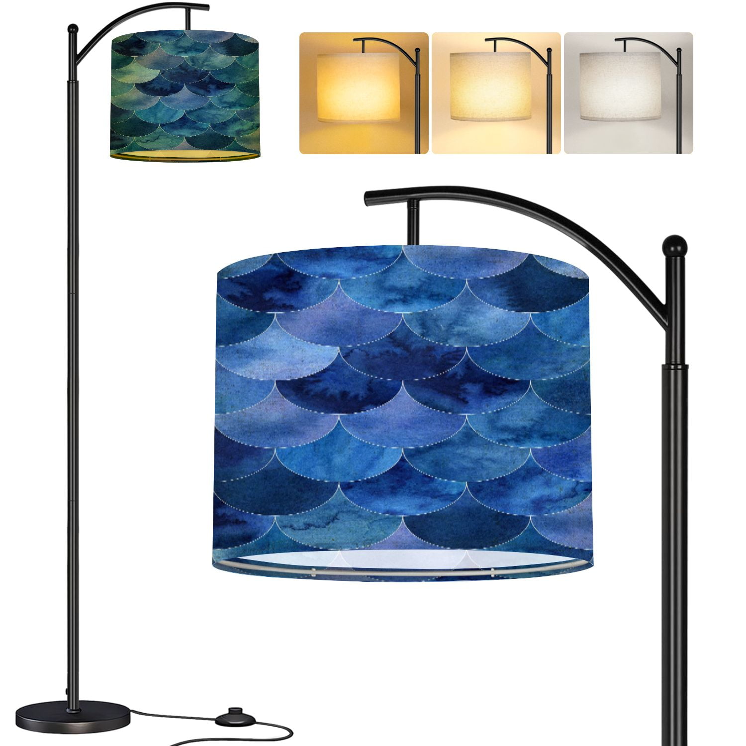 Arc Floor Lamp Abstract scales seamless pattern Fish skin texture blue ...