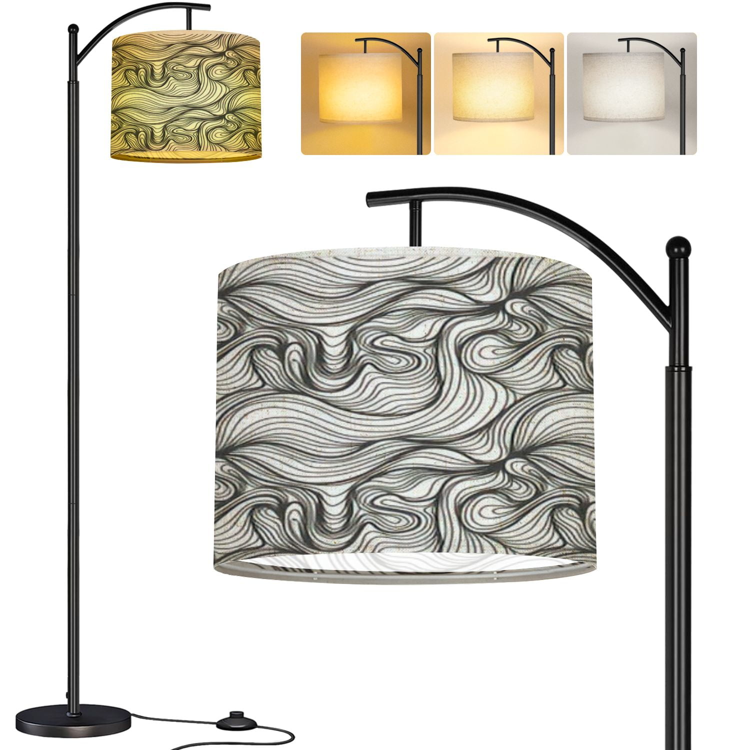 Arc Floor Lamp Abstract seamless black waves inscription Design for ...