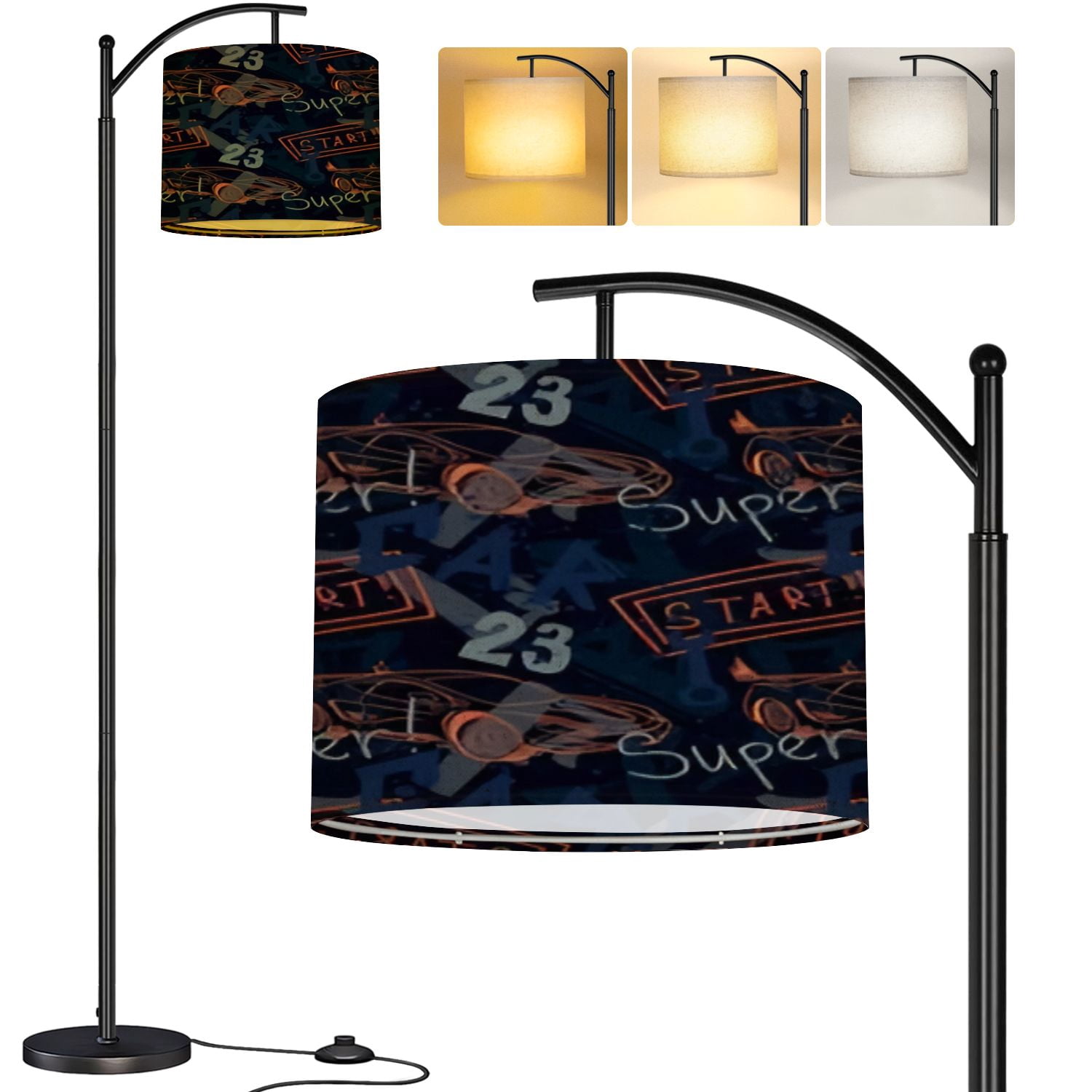 Arc Floor Lamp Abstract seamless cars for boy Childish style wheel auto ...