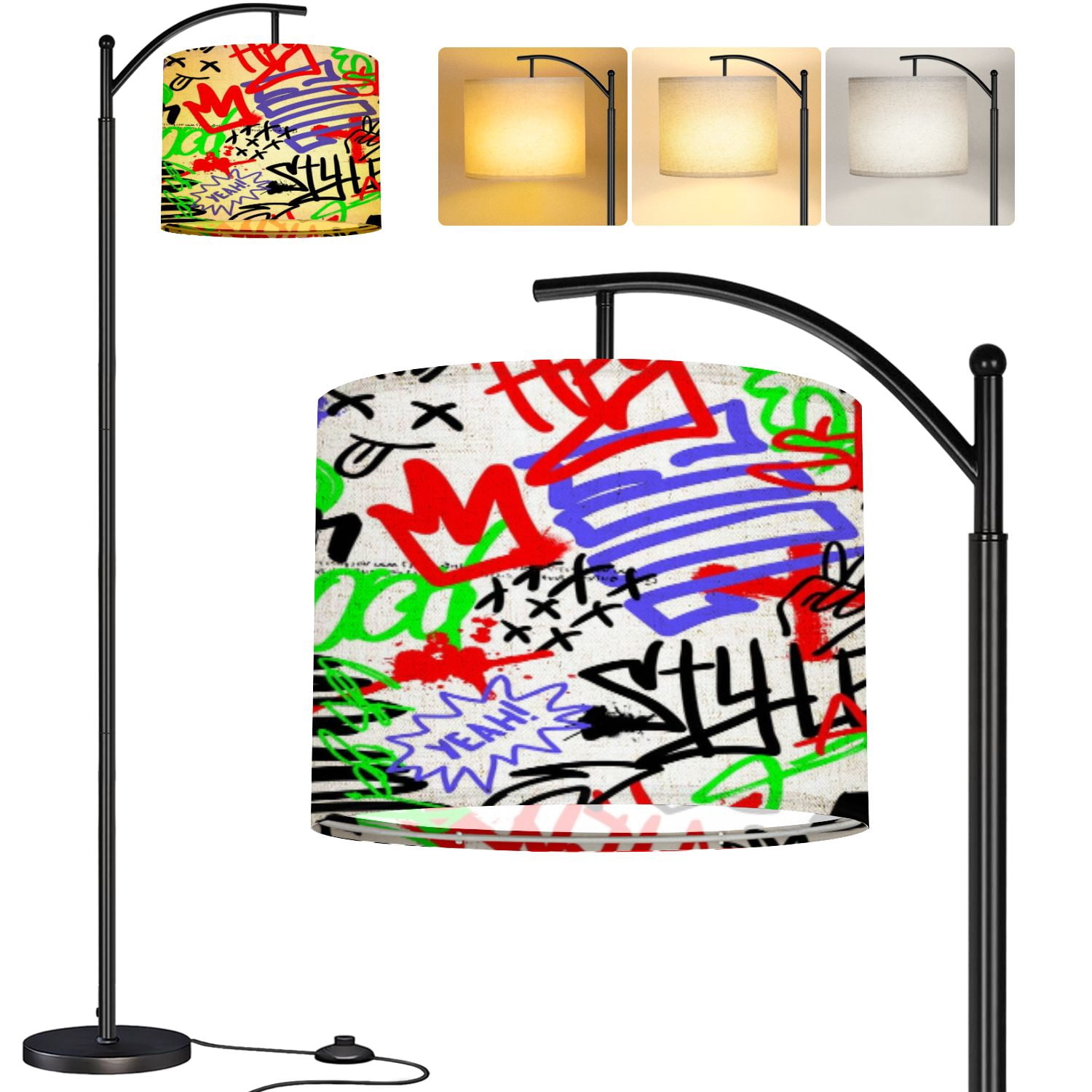 Arc Floor Lamp Abstract seamless chaotic urban graffiti words scuffed ...