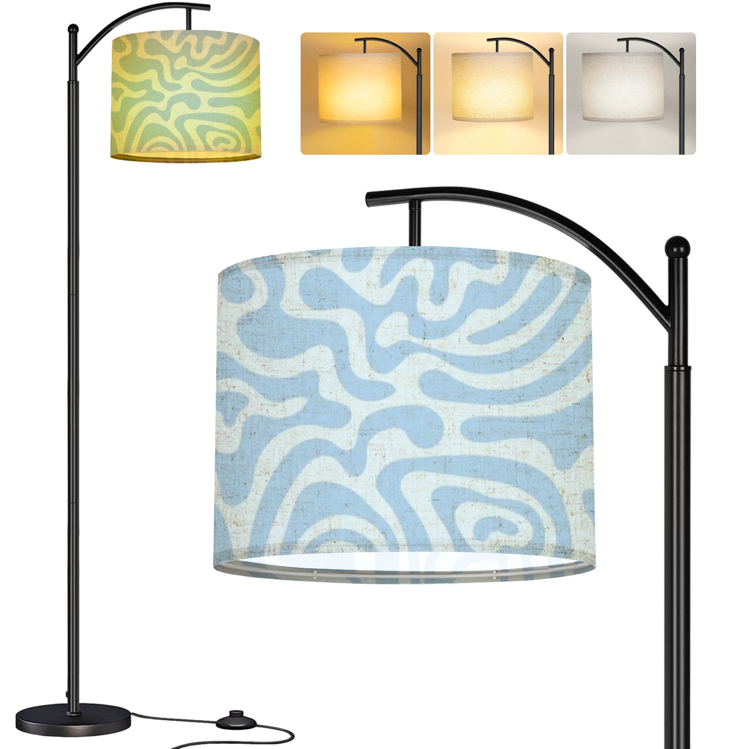 Arc Floor Lamp Abstract seamless pattern colorful waves Trendy retro ...