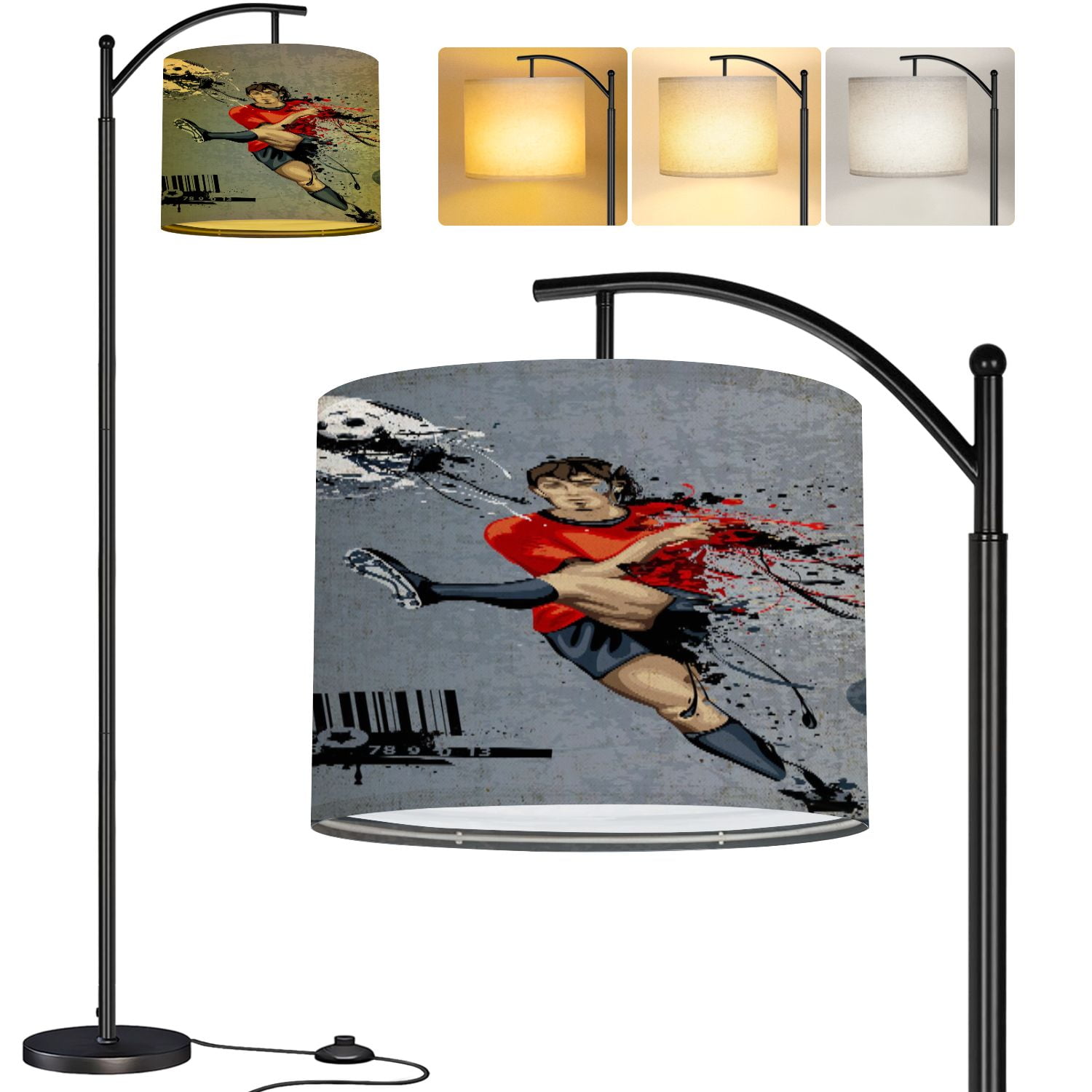 Arc Floor Lamp Abstract soccer player kicking ball liquid effect ...