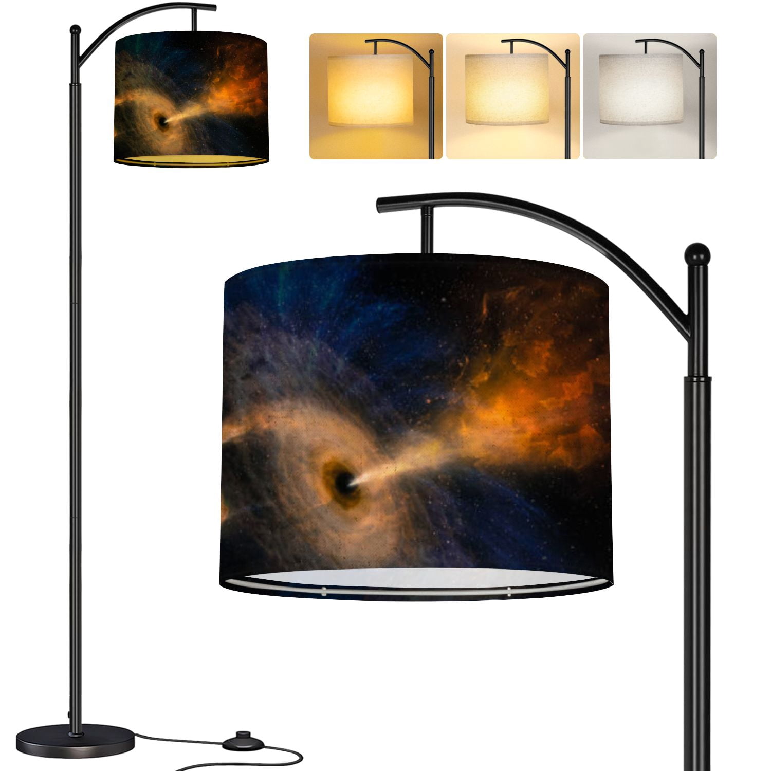 Arc Floor Lamp Abstract space Black hole nebula colorful stars cloud ...