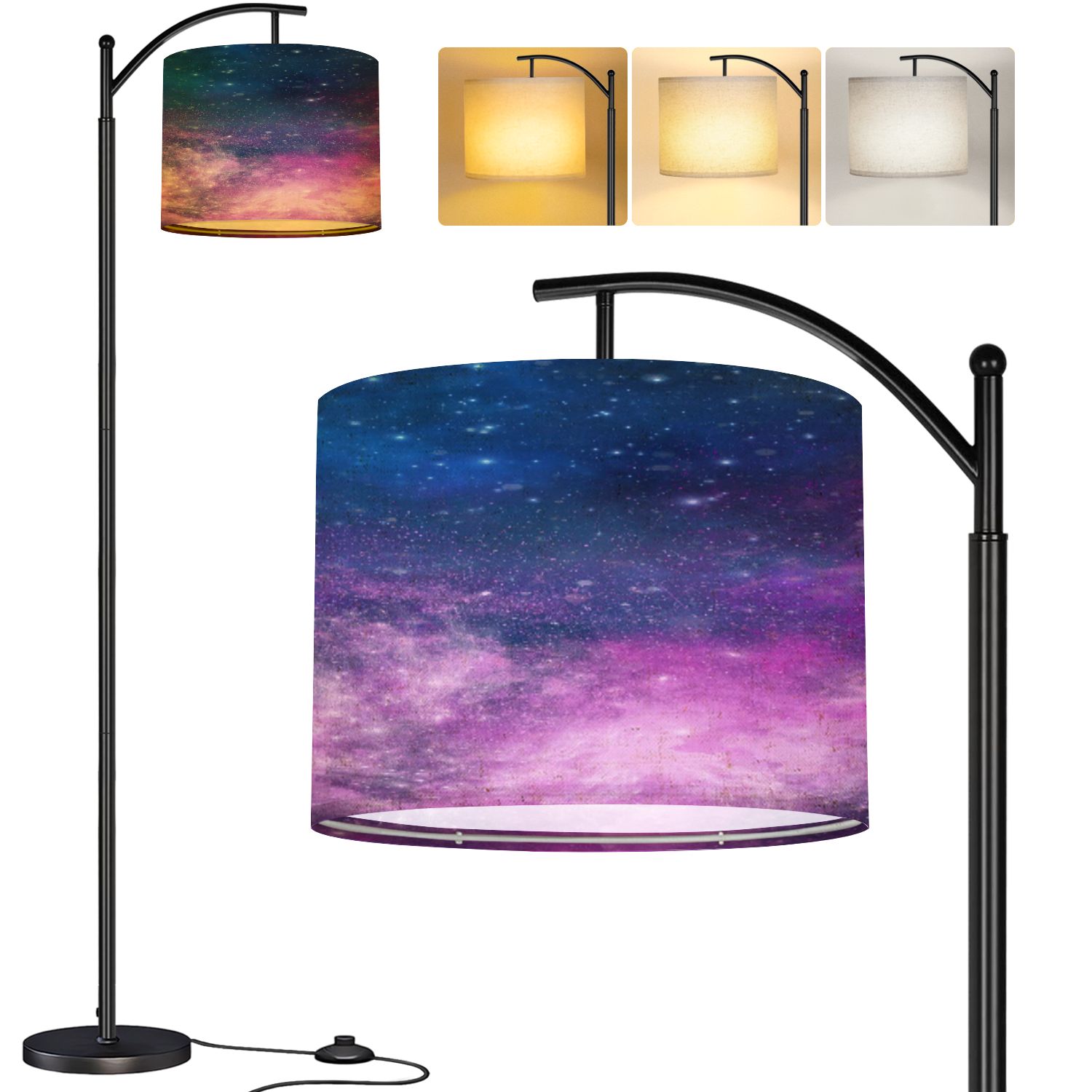 Arc Floor Lamp Abstract space galaxy purple colored shiny cosmic star ...