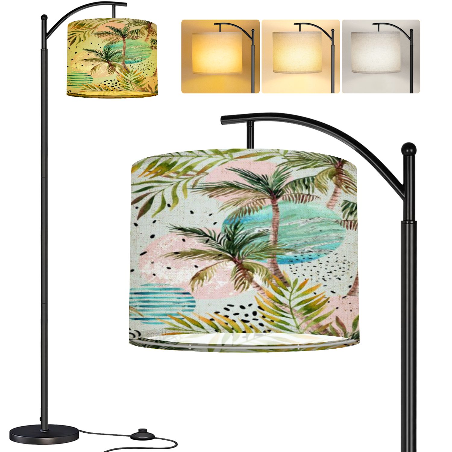Arc Floor Lamp Abstract summer geometric seamless Watercolor palm tree ...