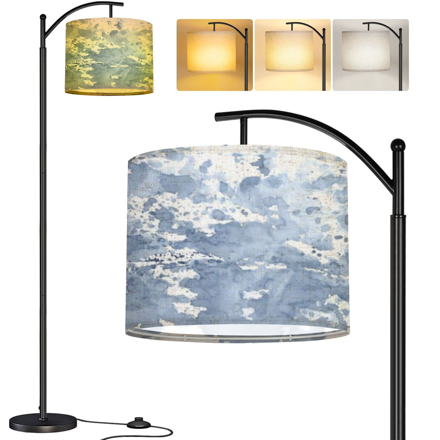 Arc Floor Lamp Abstract watercolor Color splashing textured paper Tall ...