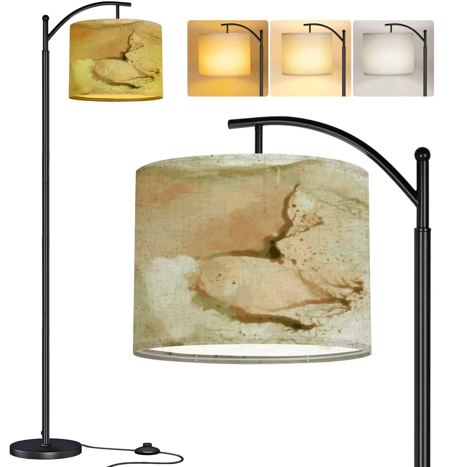 Arc Floor Lamp Abstract watercolor Tall Modern Standing Lamp LED ...
