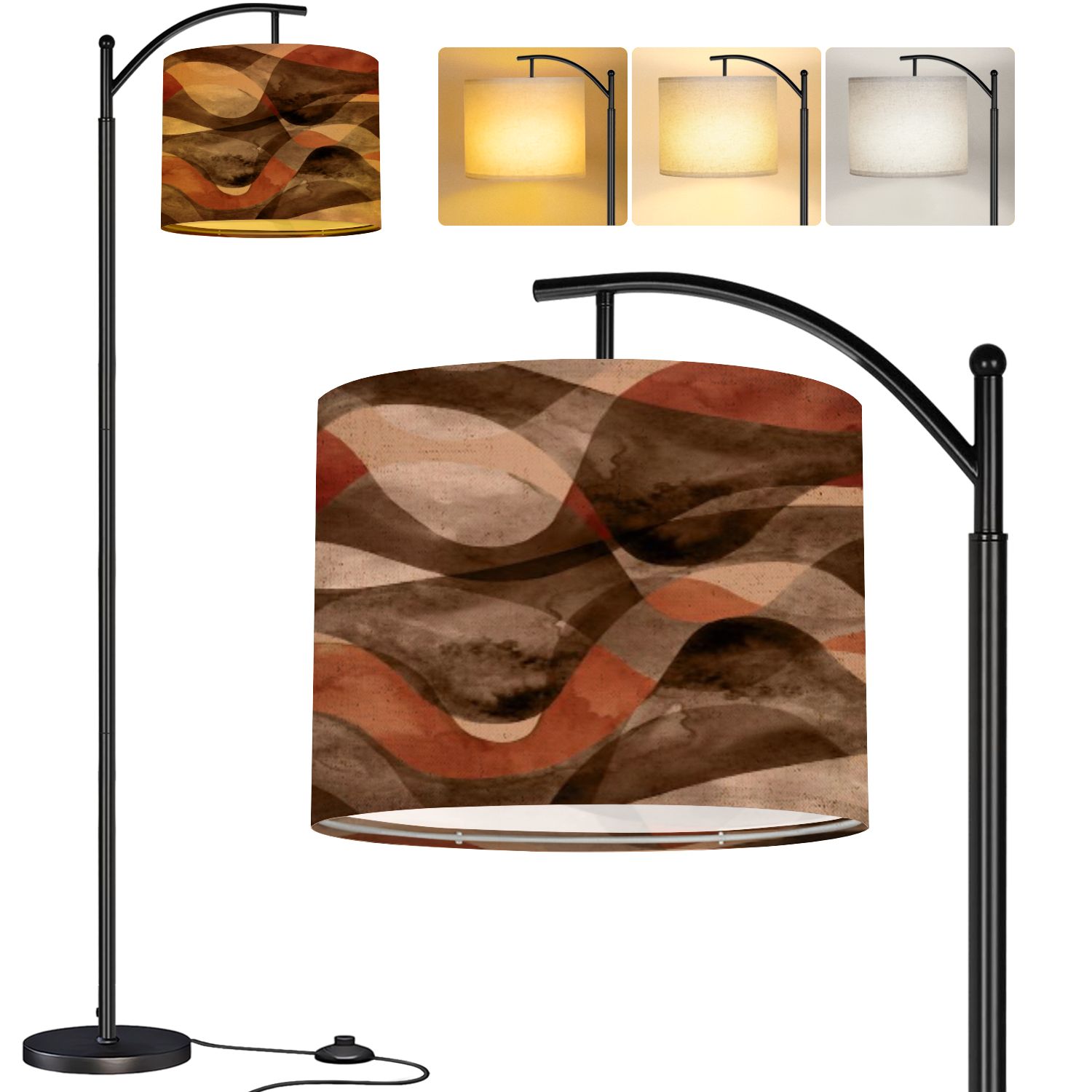 Arc Floor Lamp Abstract watercolor ombre Abstract wavy striped earth ...