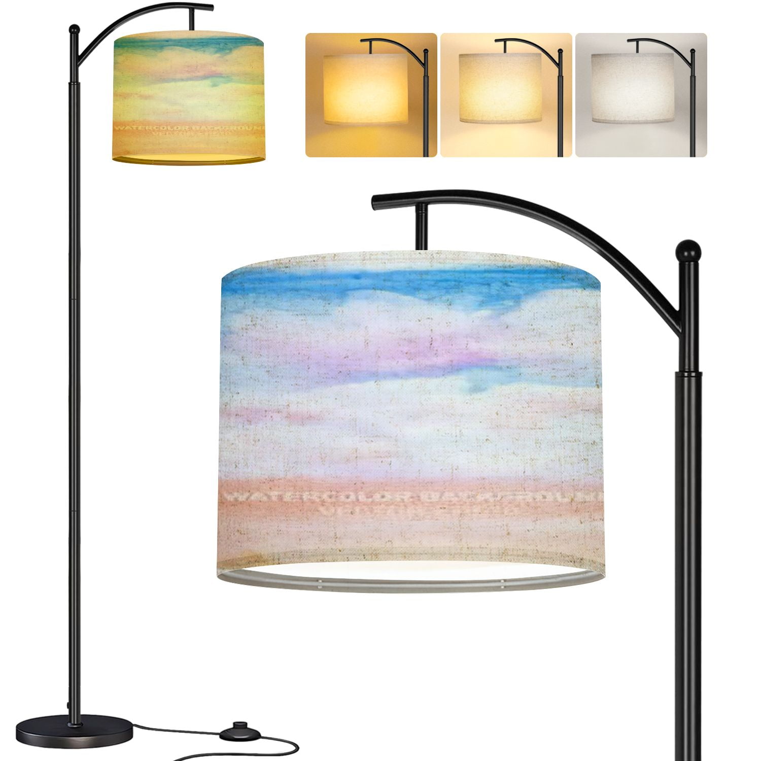 Arc Floor Lamp Abstract watercolor rainbow gradient Sky pink clouds ...