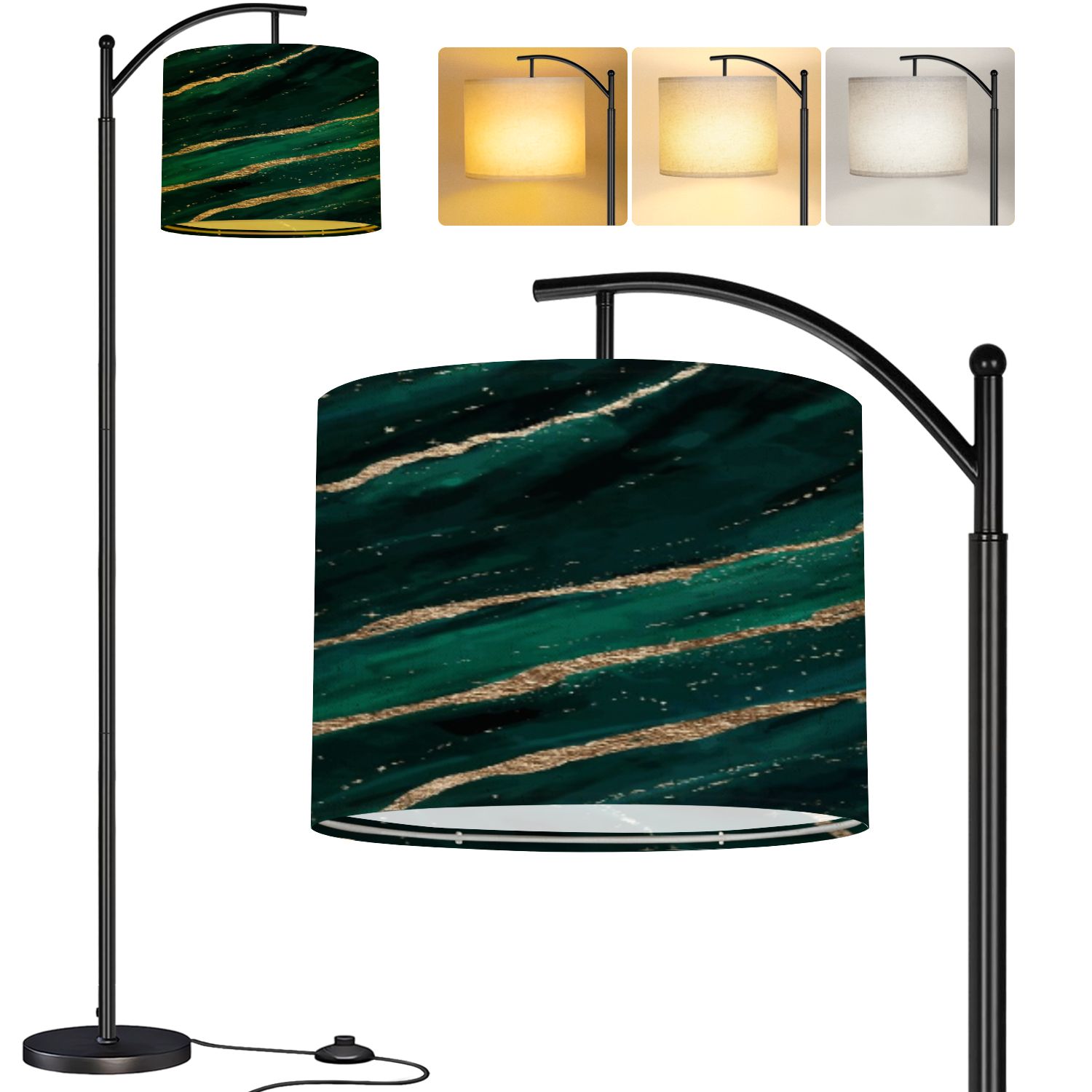 Arc Floor Lamp Acrylic paint modern green gold abstract modern ...