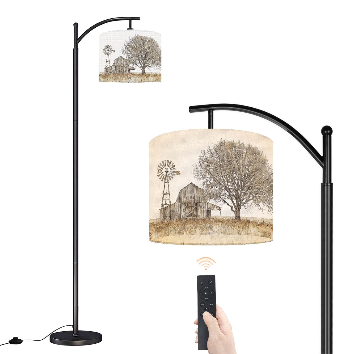 Arc Floor Lamp with Adjustable Lampshade Barn Windmill Rustic Barn Wood ...