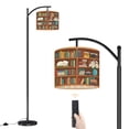 Arc Floor Lamp with Adjustable Lampshade Cat Nerd Book Lover Sleeping ...