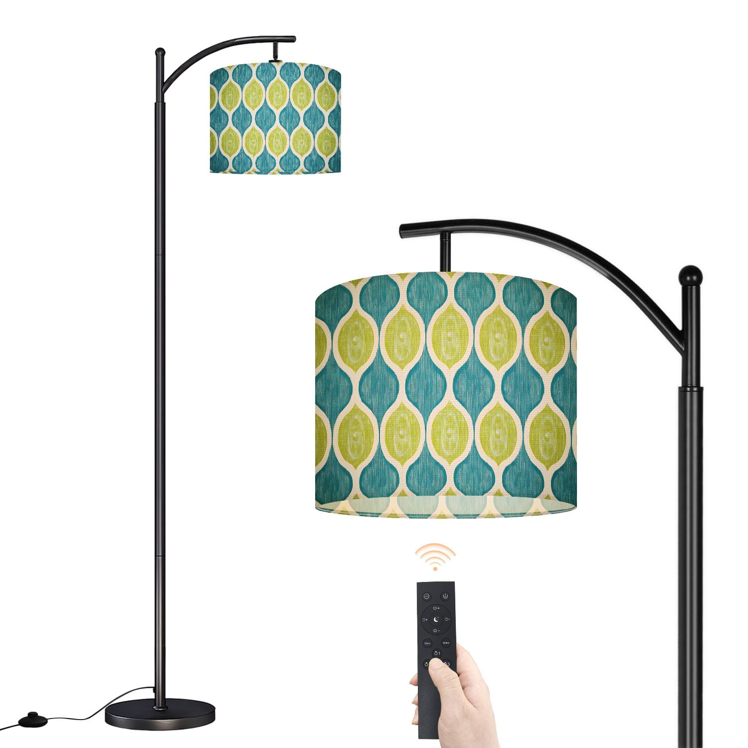 Arc Floor Lamp with Adjustable Lampshade Dynamic Retro Motifs Coral ...