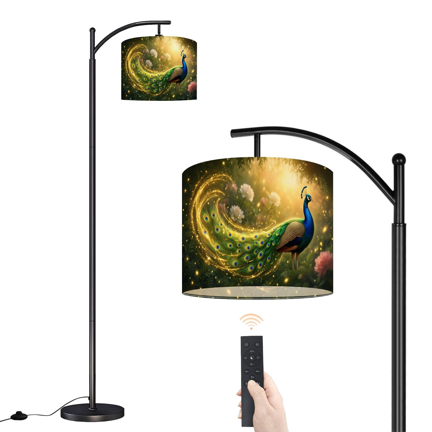 Arc Floor Lamp with Adjustable Lampshade Garden Dawn Art Ethereal ...