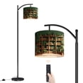 Arc Floor Lamp with Adjustable Lampshade Green Plant Bookshelf Book ...