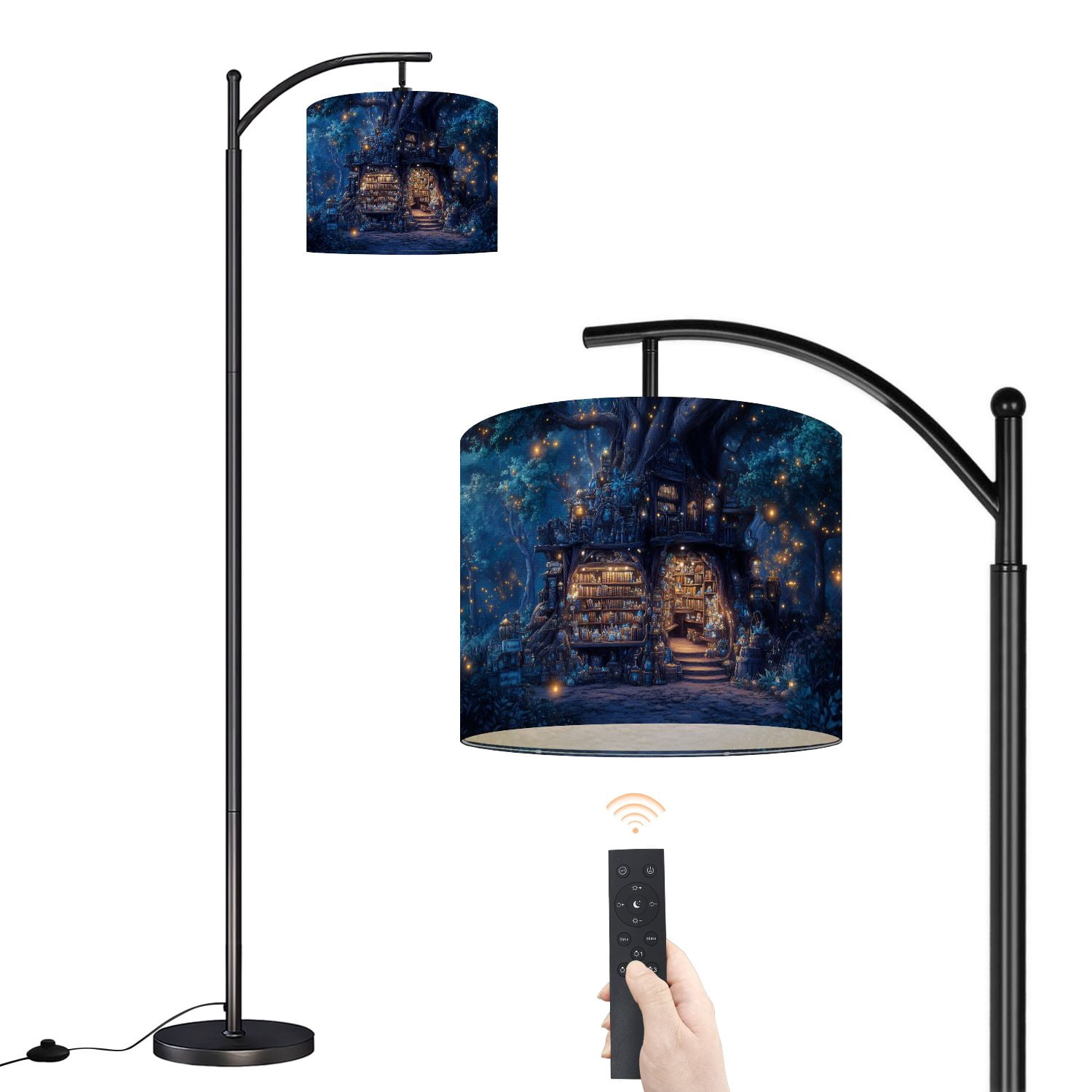 Arc Floor Lamp with Adjustable Lampshade Magical Forest Library Shop ...