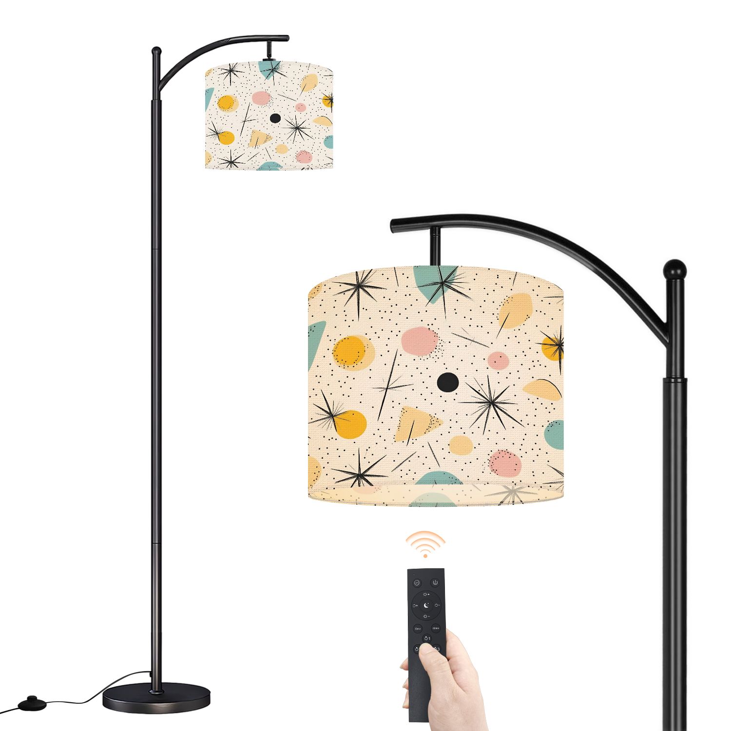 Arc Floor Lamp with Adjustable Lampshade Mid Century Modern Palm ...