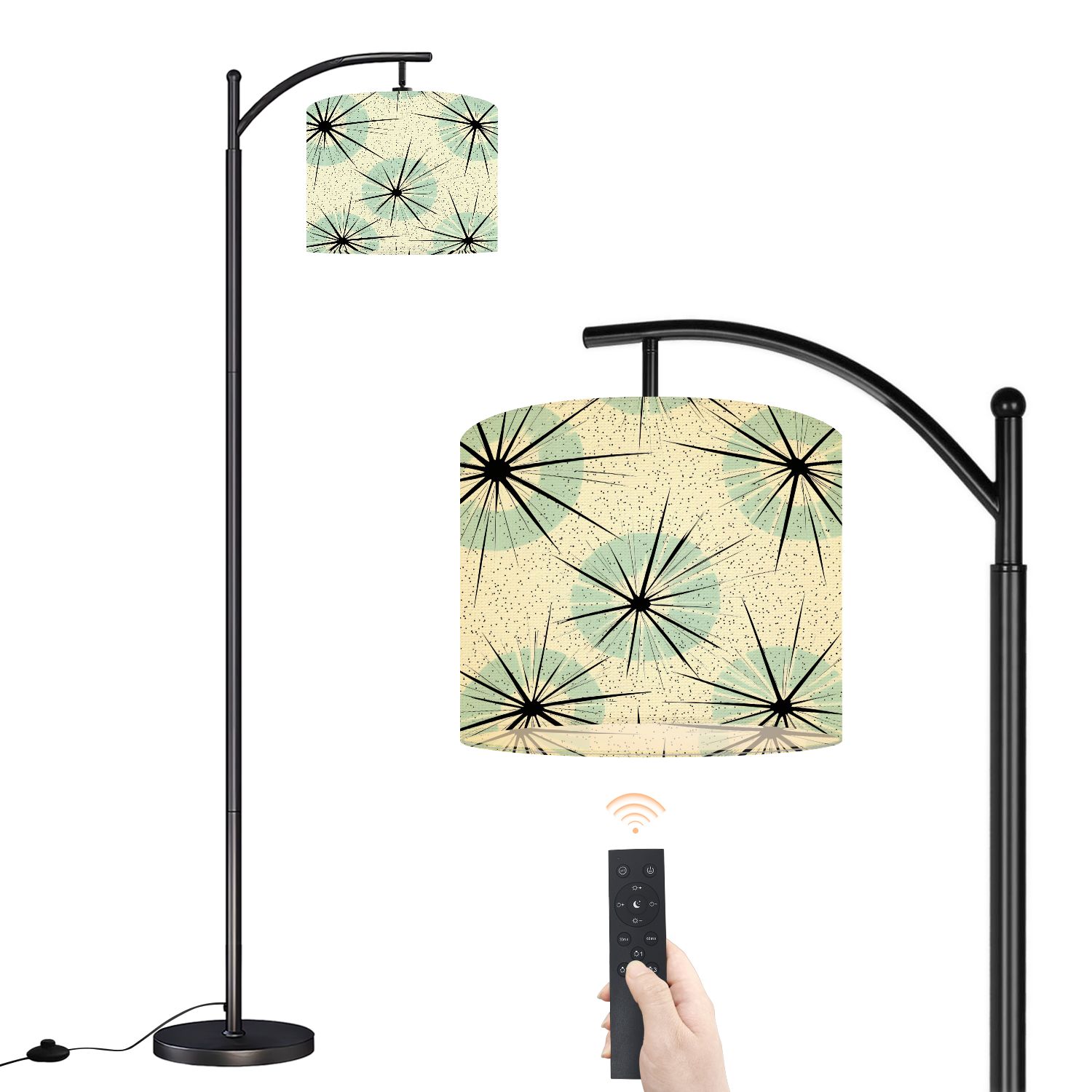 Arc Floor Lamp with Adjustable Lampshade Mid Century Modern Palm ...