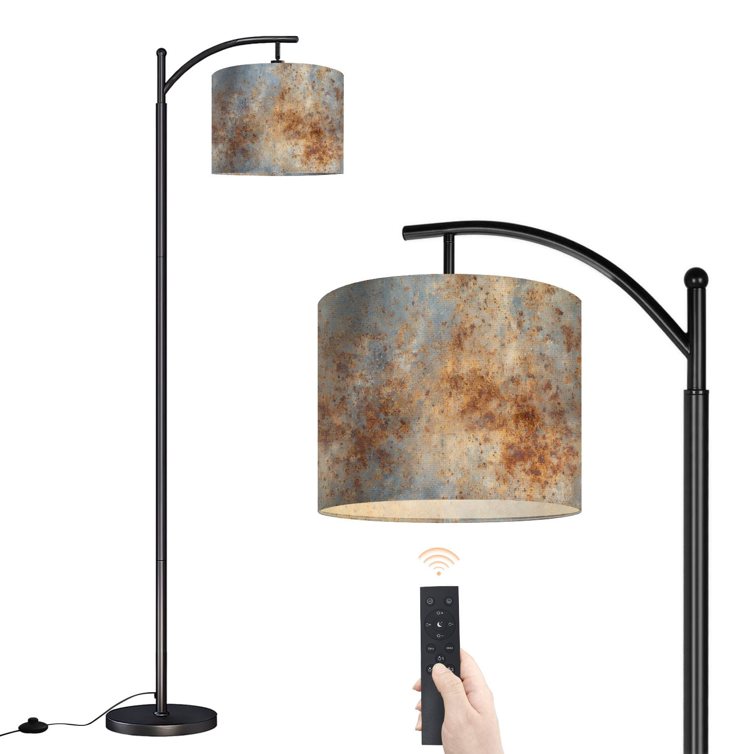 Arc Floor Lamp with Adjustable Lampshade Rusty Metal Texture Weathered ...