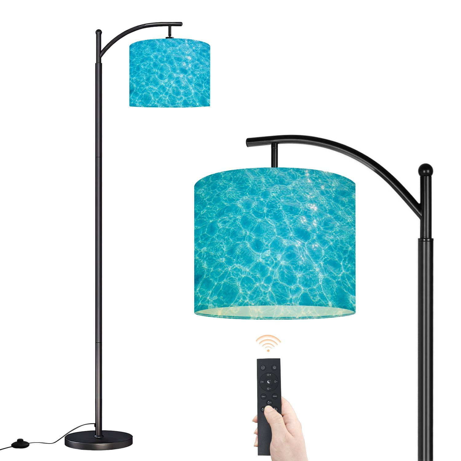 Arc Floor Lamp with Adjustable Lampshade Swimming Pool Water Surface ...