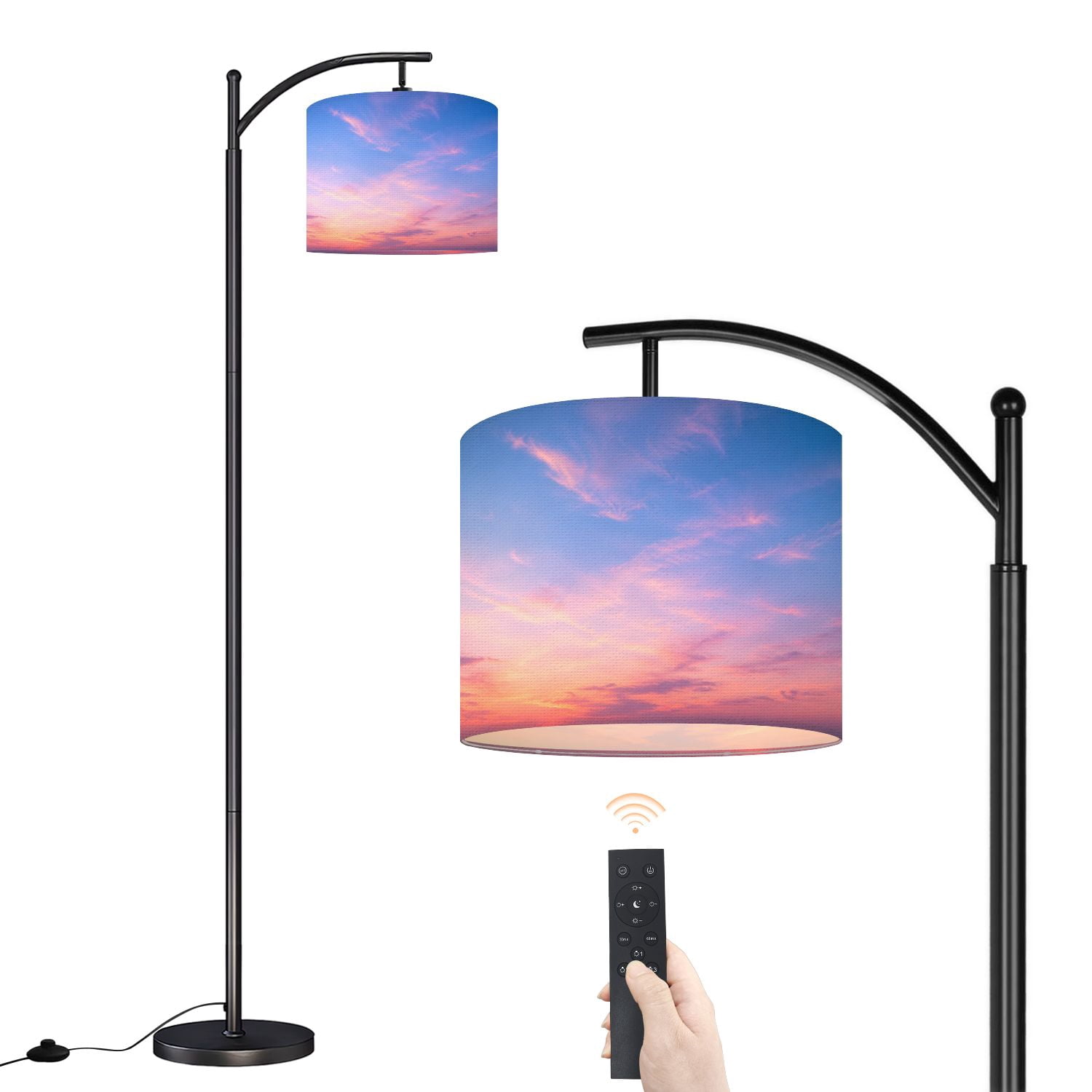 Arc Floor Lamp with Adjustable Lampshade sunset sky soft blur pastel ...