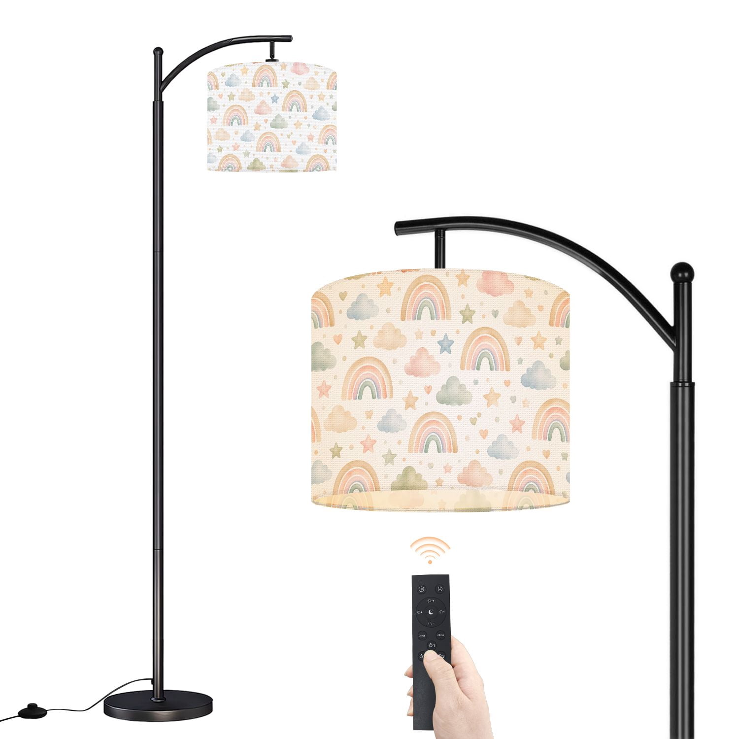 Arc Floor Lamp with Adjustable Lampshade watercolor childish boho ...