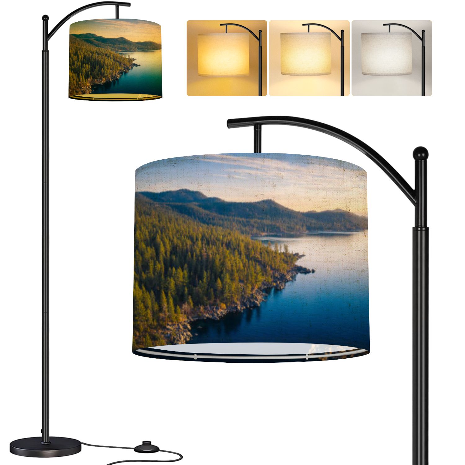 Arc Floor Lamp Aerial View Lake Tahoe Shoreline Mountains Turquoise ...