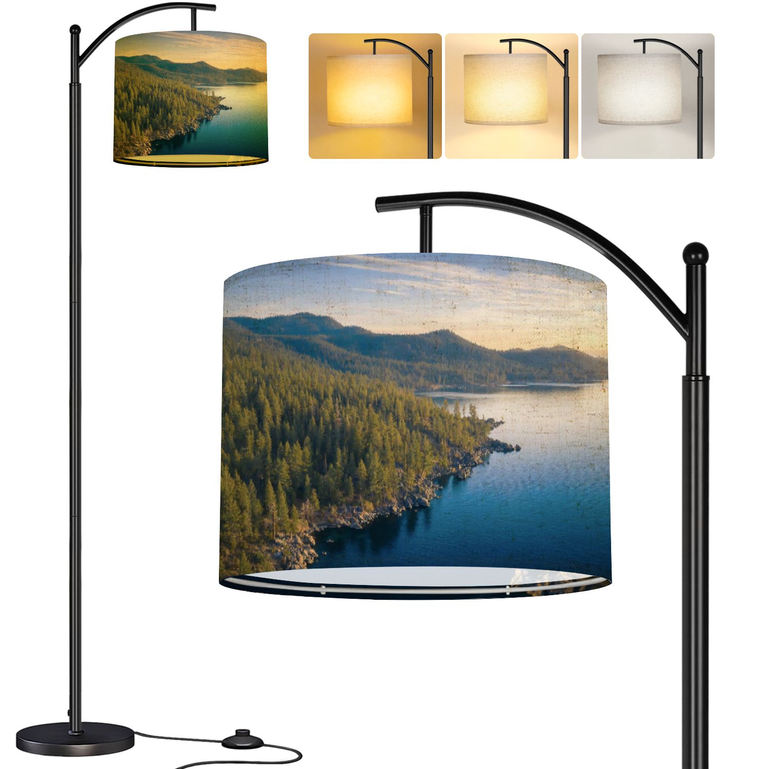 Arc Floor Lamp Aerial View Lake Tahoe Shoreline Mountains Turquoise ...